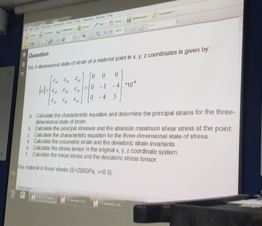 Question he 3-dimensional state of strain at a | Chegg.com
