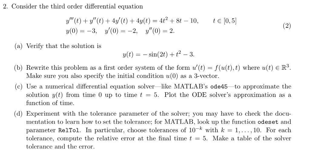 Solved 2. Consider the third order differential equation | Chegg.com