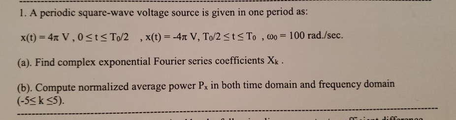 Solved 1. A periodic square-wave voltage source is given in | Chegg.com