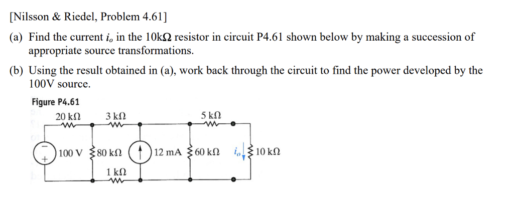 Solved Nilsson& Riedel, Problem 4.61] (a) Find the current | Chegg.com
