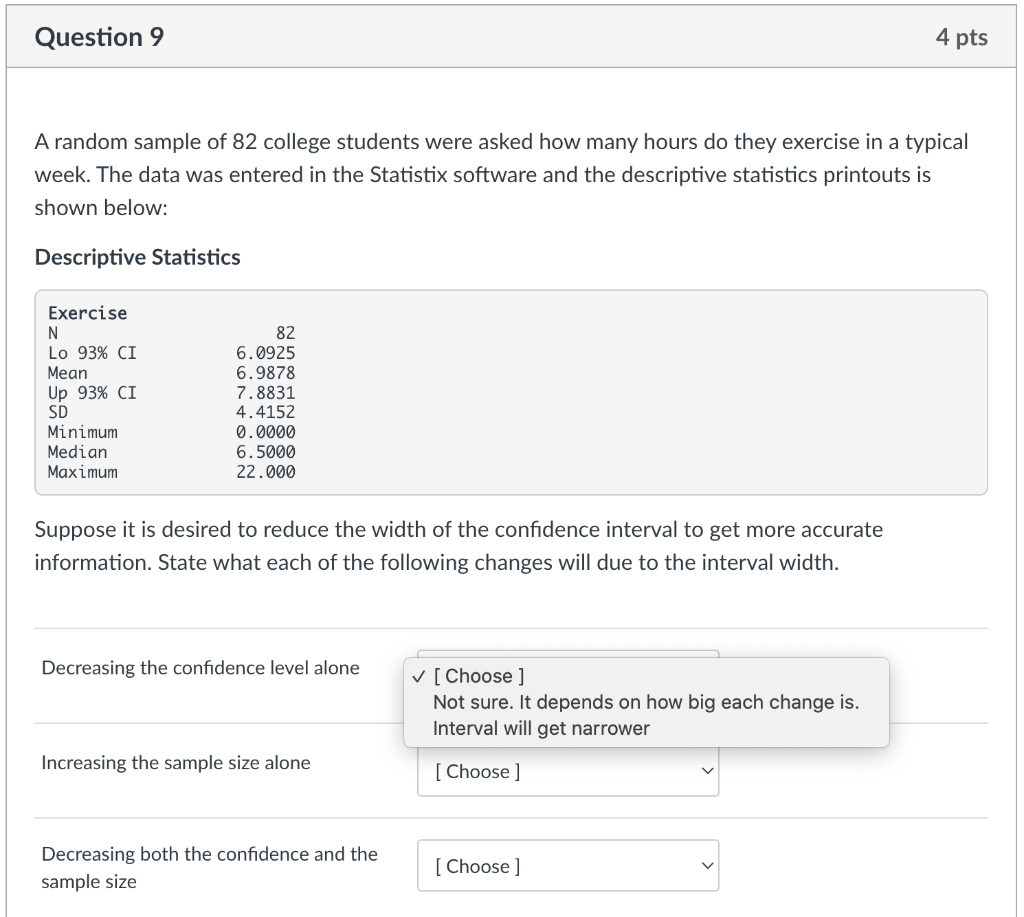 Solved Question 9 A random sample of 82 college students | Chegg.com