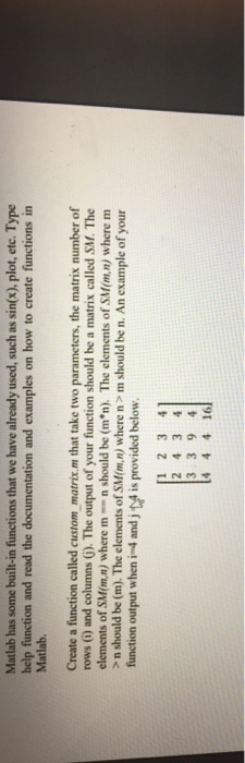 Solved Matlab Has Some Built In Functions That We Have