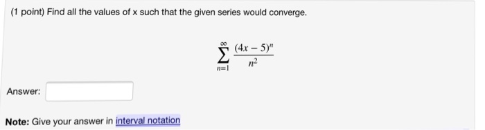 Solved 1 point) Find all the values of x such that the given | Chegg.com