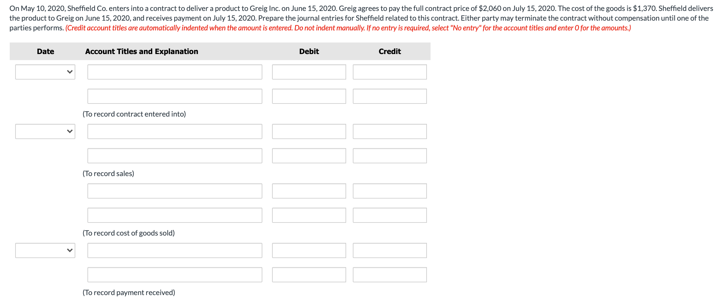 Solved On May 10, 2020, Sheffield Co. enters into a contract | Chegg.com