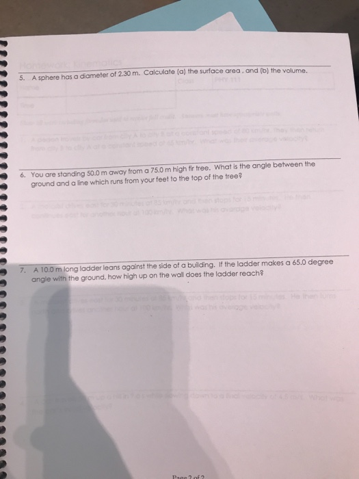 Solved Homework: Units and Conversions Name Class PHY 111 | Chegg.com