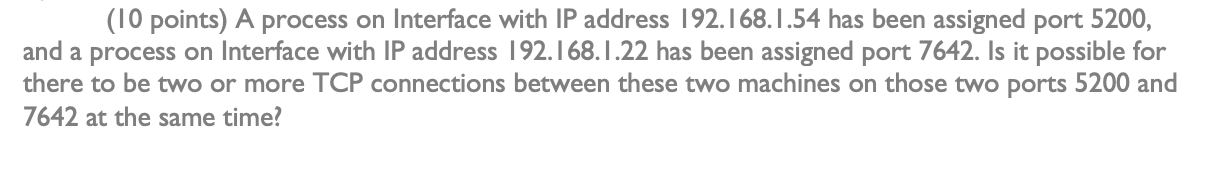 Solved (10 points) A process on Interface with IP address | Chegg.com