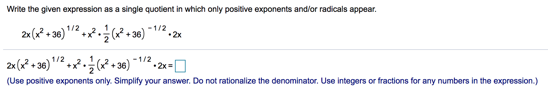 Solved Write the given expression as a single quotient in | Chegg.com