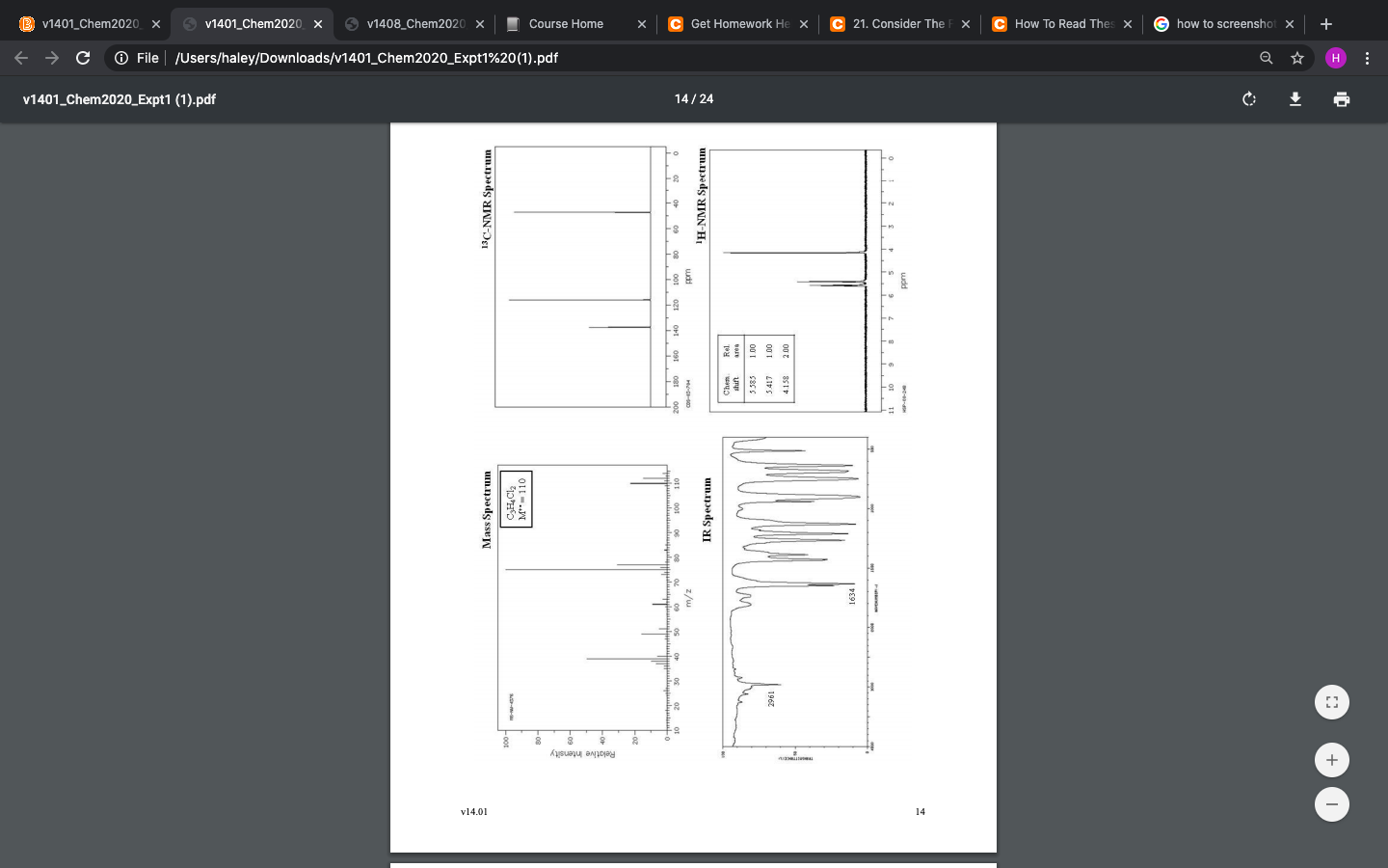 Solved How to read these charts. Find mass, IR, HNMR and | Chegg.com