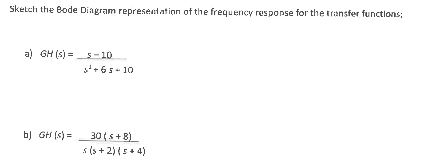 Solved Sketch the Bode Diagram representation of the | Chegg.com
