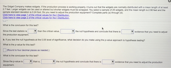 Solved The Gidget Company makes widgets. If the production | Chegg.com