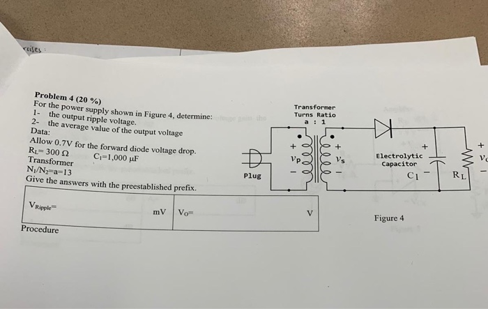 Solved Transformer Turns Ratio a 1 Problem 4 (20 %) For the | Chegg.com