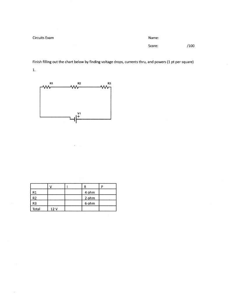 Solved Finish filling out the chart below by finding voltage | Chegg.com