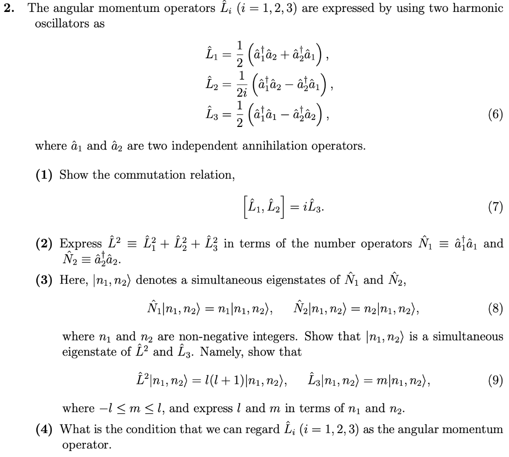 Solved The Angular Momentum Operators Lii123 Are 3502
