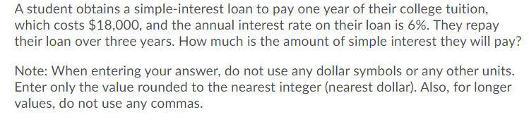 Solved A student obtains a simple-interest loan to pay one | Chegg.com