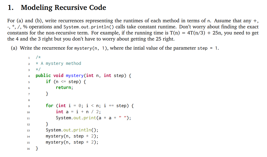 1 Modeling Recursive Code For A And B Write 0920