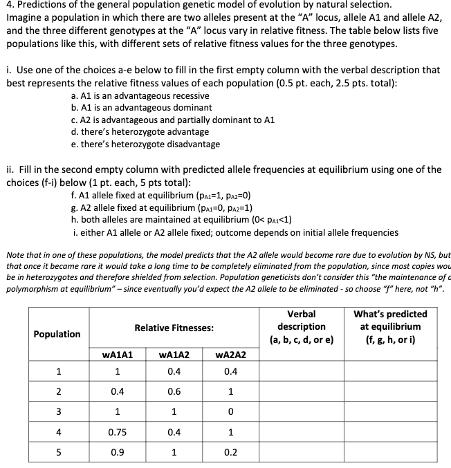Solved 4. Predictions of the general population genetic | Chegg.com