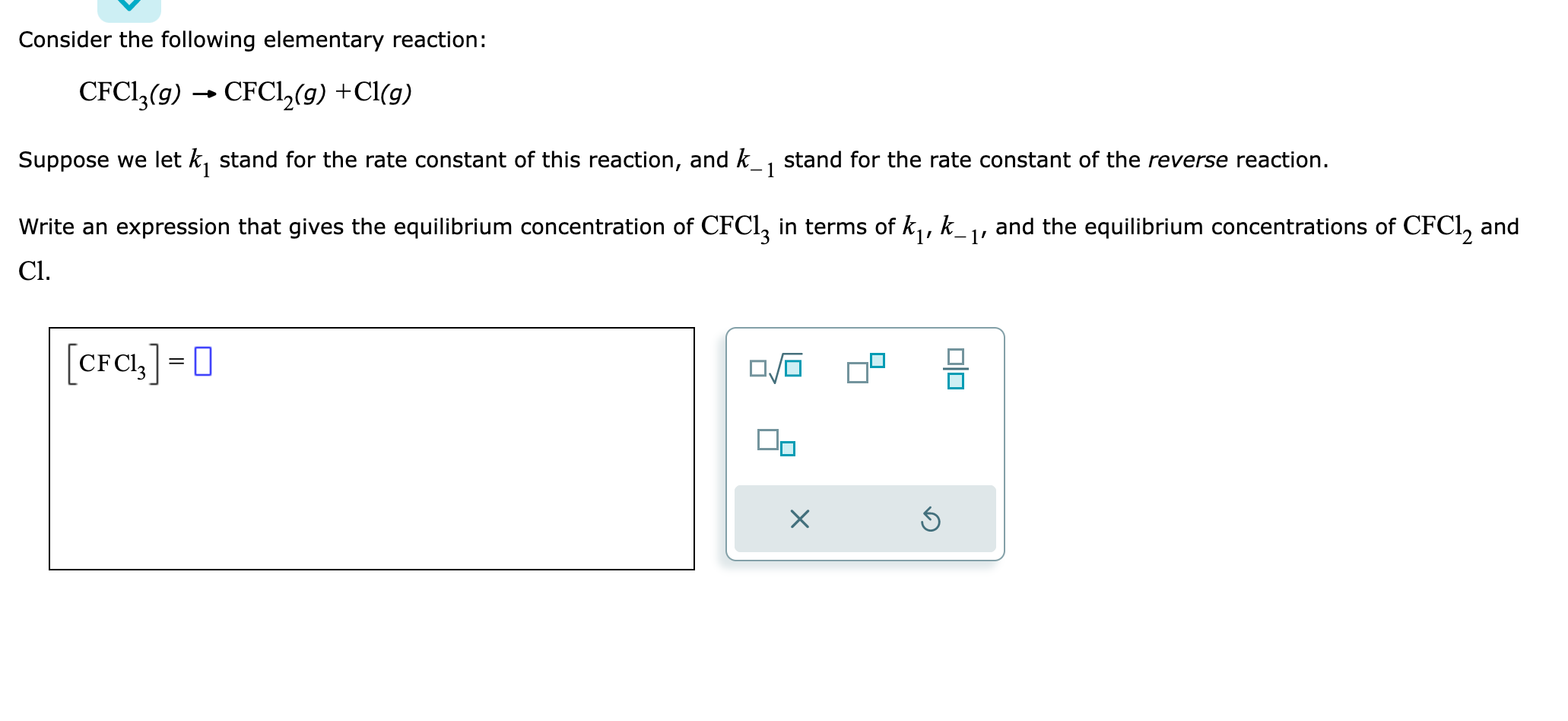 Solved Consider the following elementary reaction: | Chegg.com