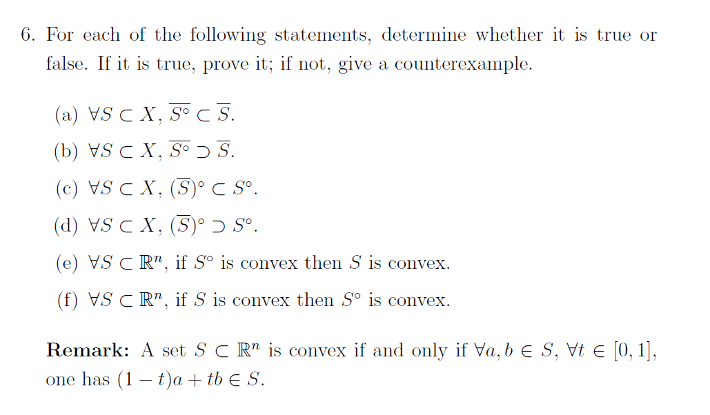 Solved For each of the following statements, determine | Chegg.com