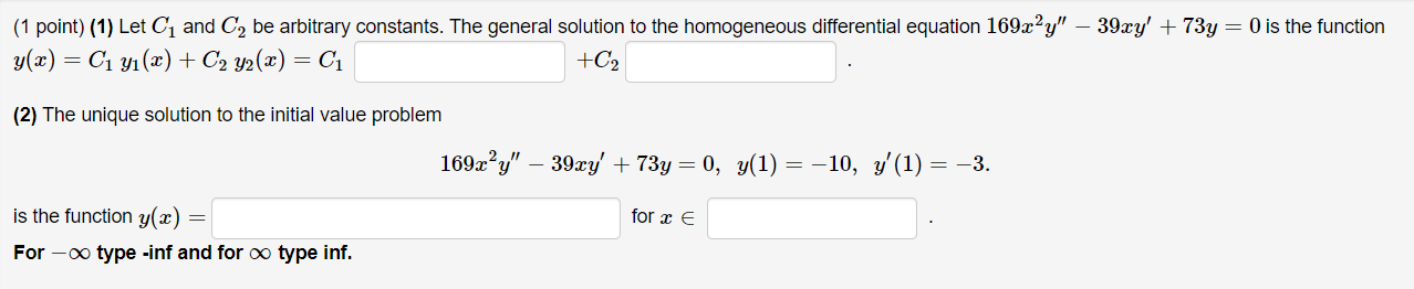 Solved (1 point) (1) Let C1 and C2 be arbitrary constants. | Chegg.com
