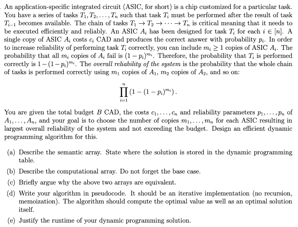 Solved An application-specific integrated circuit (ASIC, for | Chegg.com