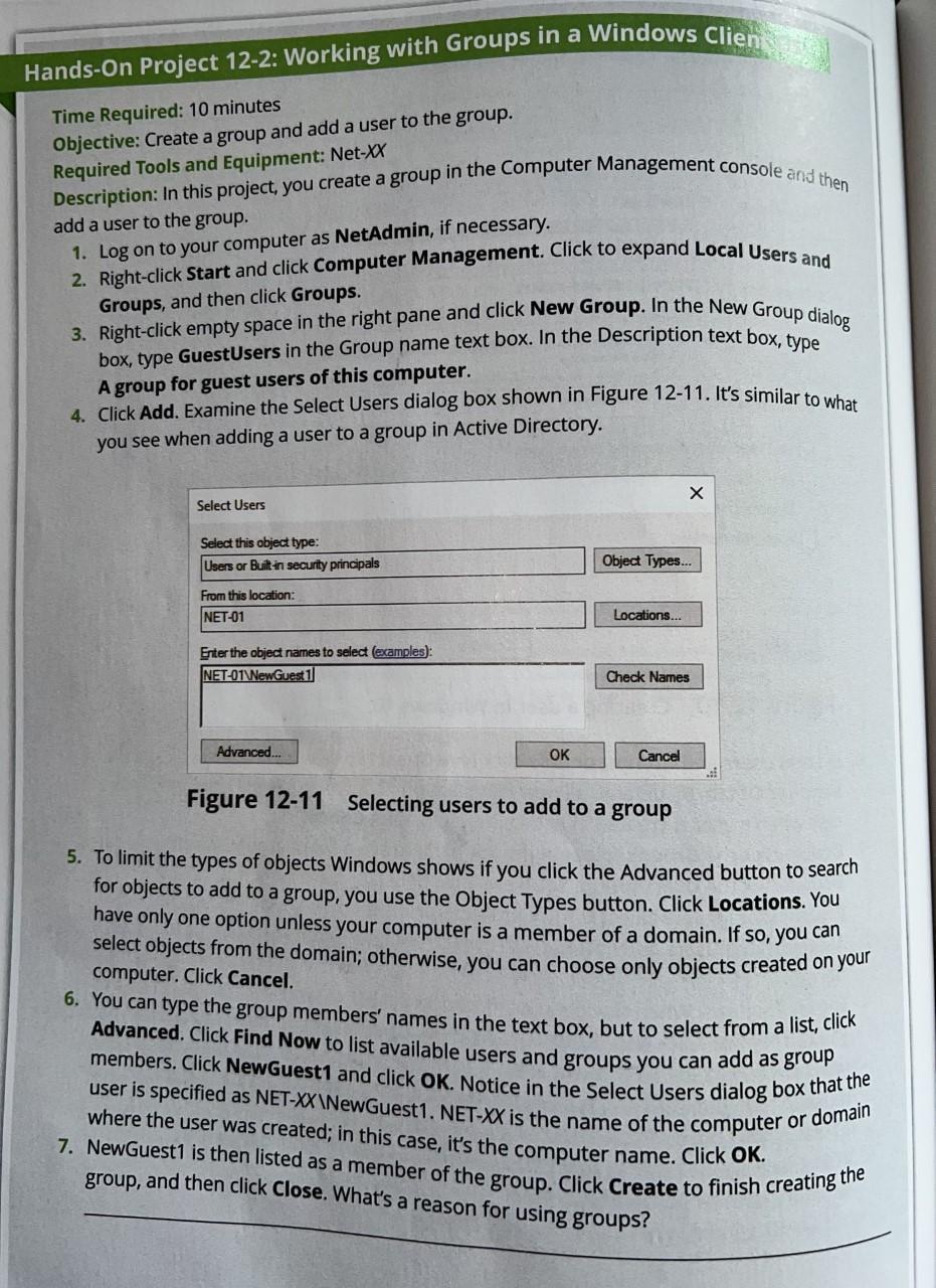 Solved Hands-On Project 12-2: Working with Groups in a | Chegg.com