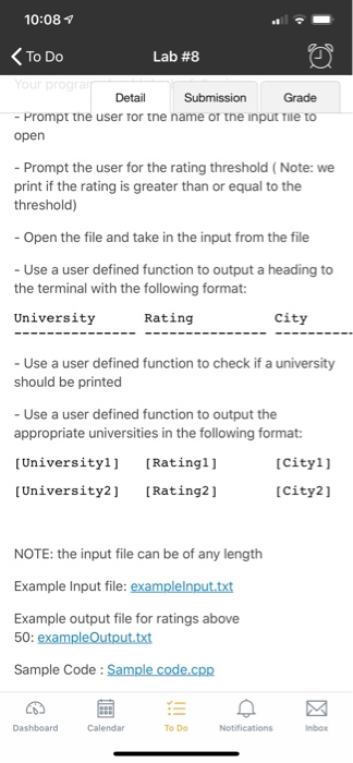 Solved 10:07 ToDo Lab #8 Detail Grade Lab #8 Due: Apr 10, | Chegg.com