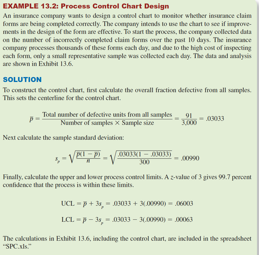 EXAMPLE 13.2: Process Control Chart Design An | Chegg.com