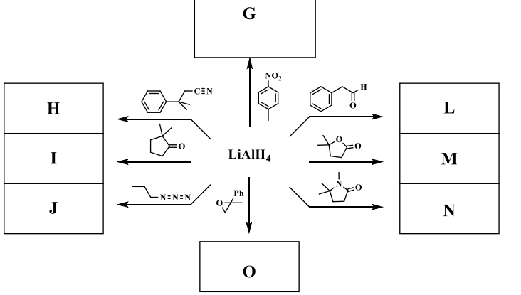Solved G NO, H H CAN H L 하이 to I LiAlH4 M -NENEN Ph J N 0 | Chegg.com