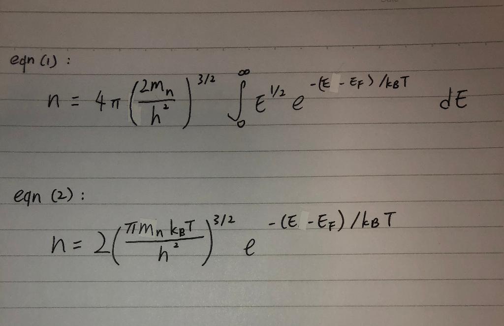 Solved Derive eqn.(1) integrating from Ec to | Chegg.com