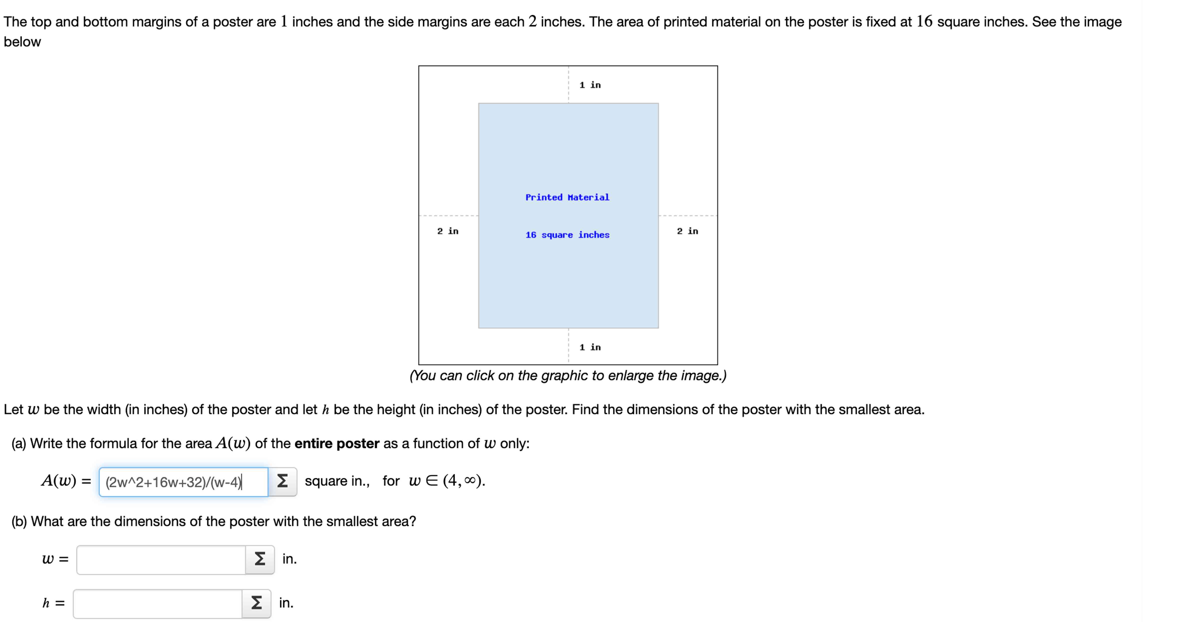 Solved The top and bottom margins of a poster are 1 ﻿inches | Chegg.com