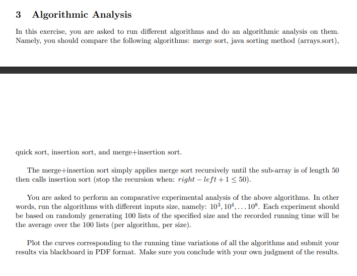 Solved 3 Algorithmic Analysis In this exercise, you are | Chegg.com