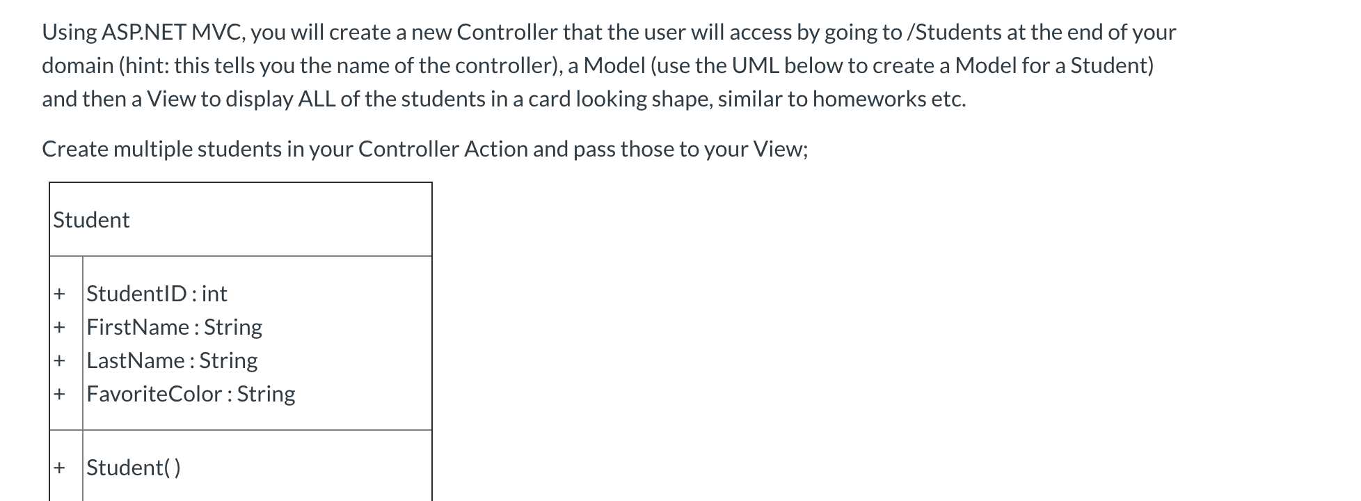 Using ASP.NET MVC, you will create a new Controller | Chegg.com