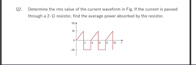 Solved Determine the rms value of the current waveform in | Chegg.com