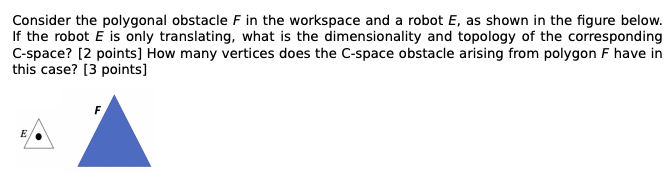 Solved Consider the polygonal obstacle F in the workspace | Chegg.com