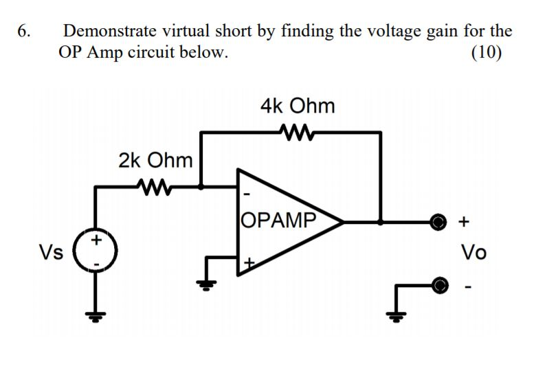 Solved 6. Demonstrate virtual short by finding the voltage | Chegg.com