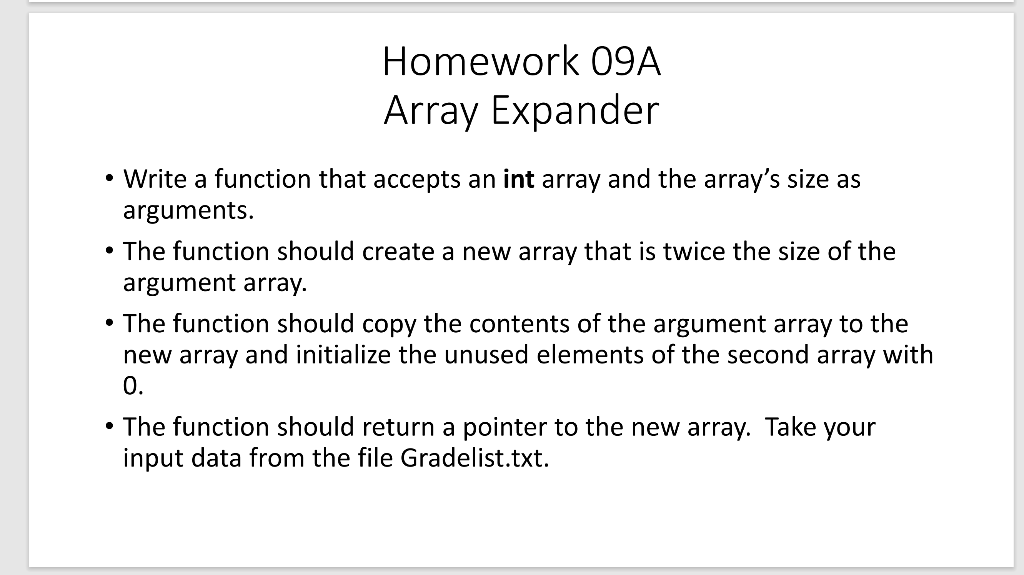 Solved Homework 09A Array Expander • Write a function that | Chegg.com