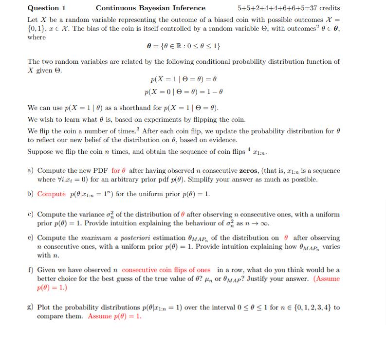 Solved Question 1 Continuous Bayesian Inference | Chegg.com