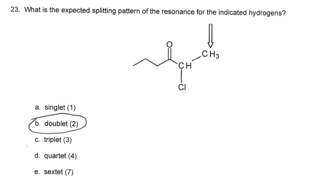 Solved 3. What is the expected splitting pattern of the | Chegg.com