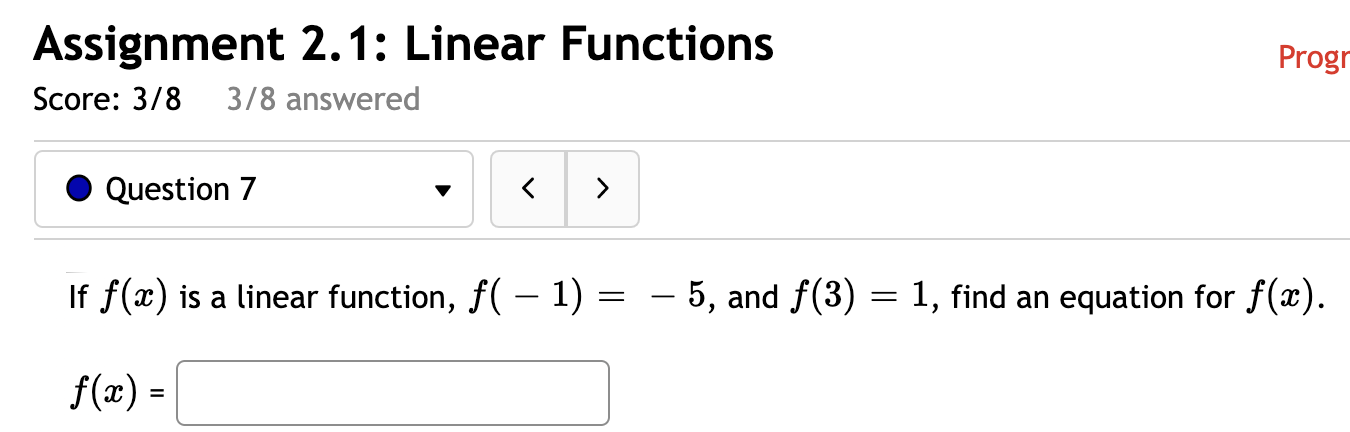 Solved Assignment 2.1: Linear Functions Score: 3/8 4/8 | Chegg.com
