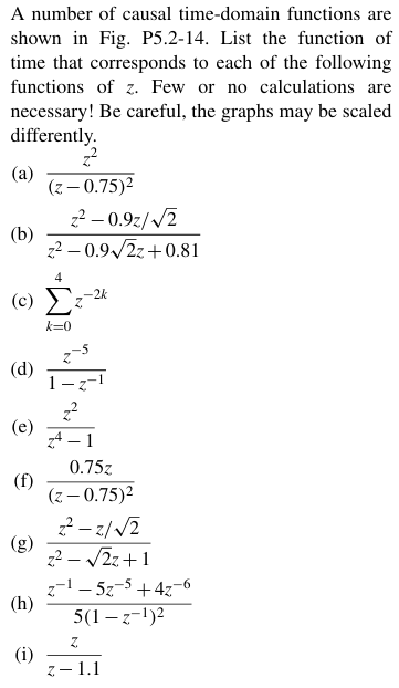 Solved A number of causal time-domain functions are shown in | Chegg.com