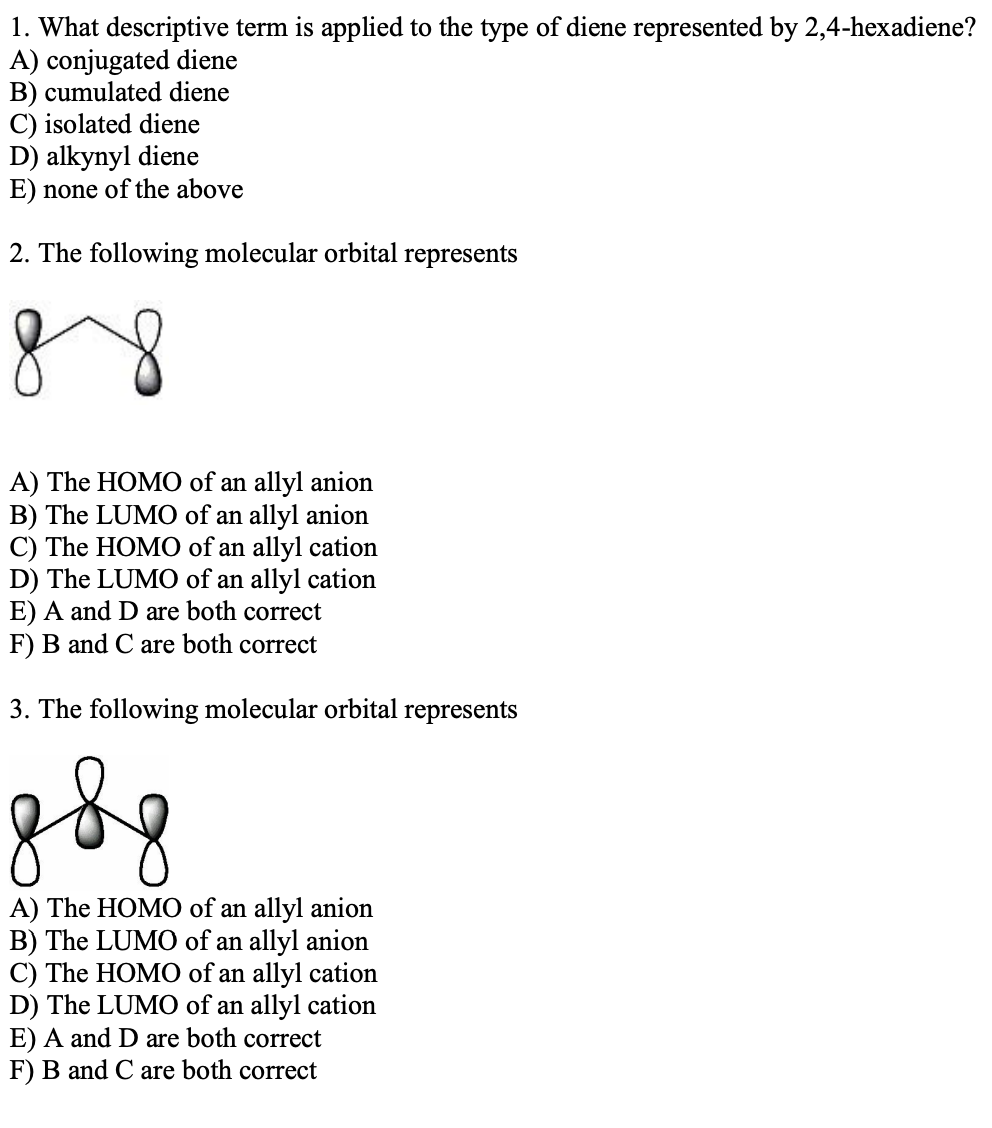 Solved What descriptive term is applied to the type of diene | Chegg.com