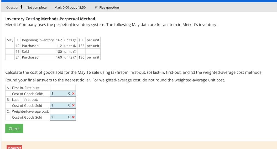 Solved Inventory Costing Methods-Perpetual Method Merritt | Chegg.com