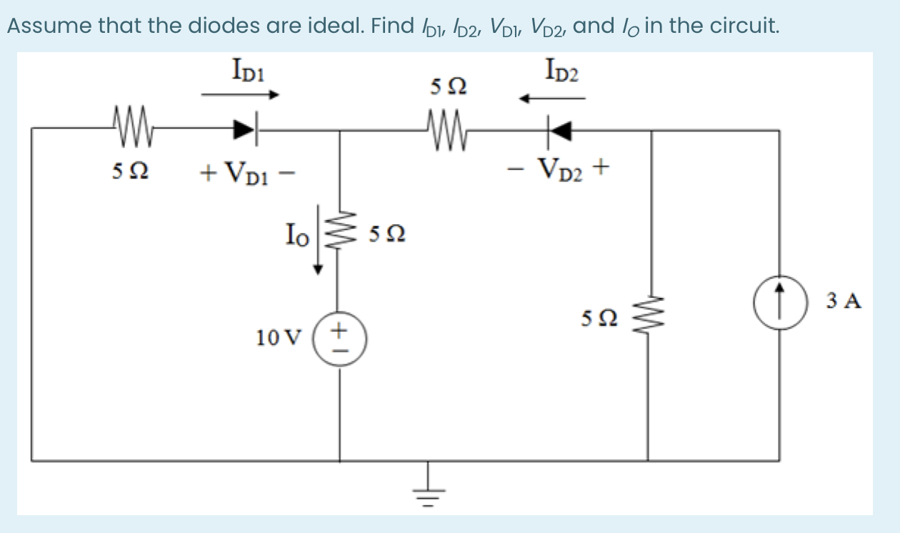 Solved Assume that the diodes are ideal. Find Ip1, 102, VDI, | Chegg.com