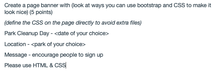 Solved Create a page banner with (look at ways you can use | Chegg.com