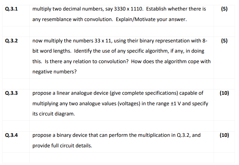 Solved Q.3.1 multiply two decimal numbers, say 3330×1110. | Chegg.com