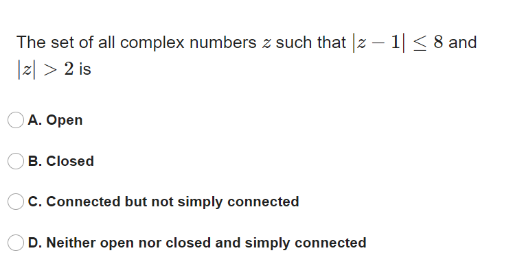 Solved The set of all complex numbers z such that Im(2)|