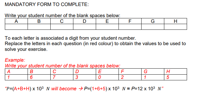 MANDATORY FORM TO COMPLETE: Write vour student number | Chegg.com
