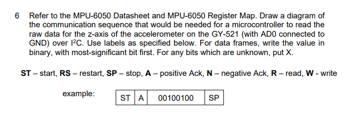 Solved 6 Refer to the MPU-6050 Datasheet and MPU-6050 | Chegg.com