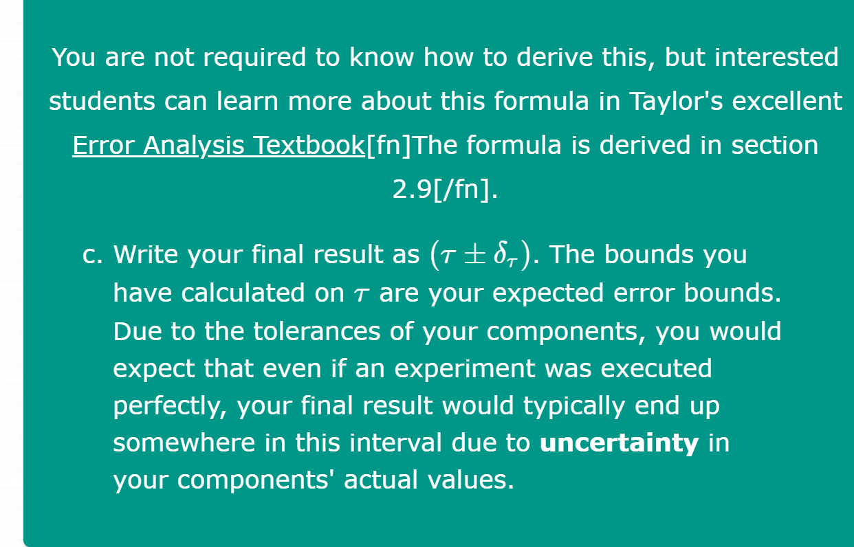 Solved Calculate the theoretical value of the time constant | Chegg.com
