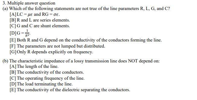 Solved 3. Multiple answer question (a) Which of the | Chegg.com